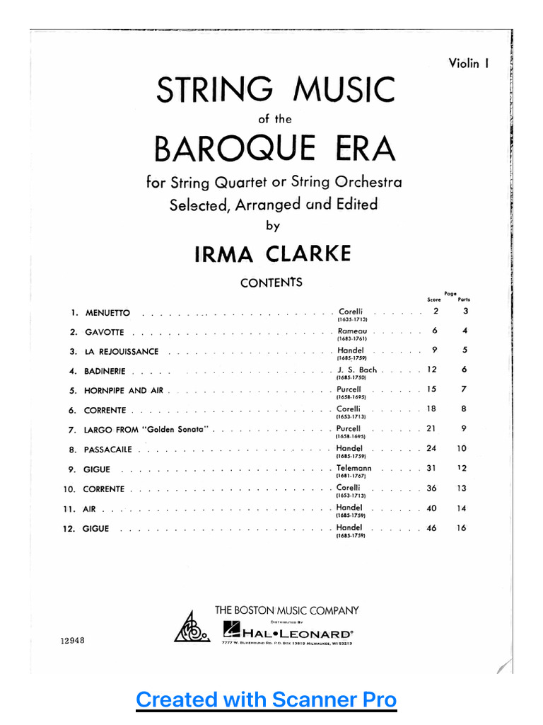 String Music of The Baroque Era - Parts | PDF | Baroque Music | Baroque