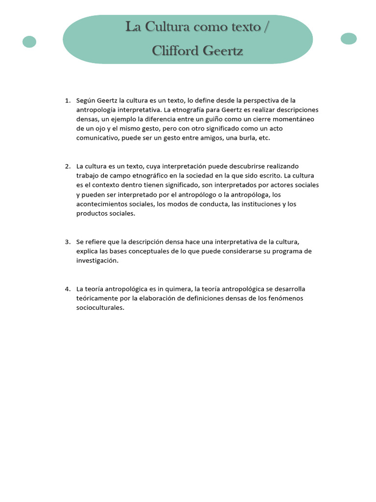 Cultura como Texto según Geertz | PDF