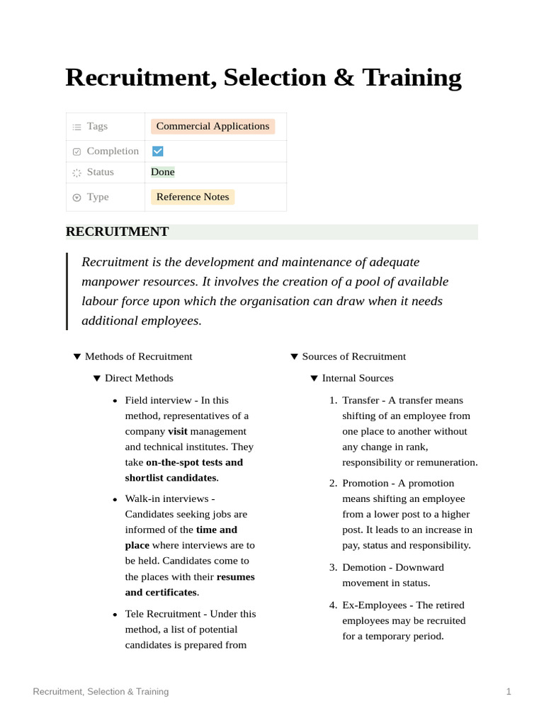 Recruitment Selection Training Pdf Recruitment Employment
