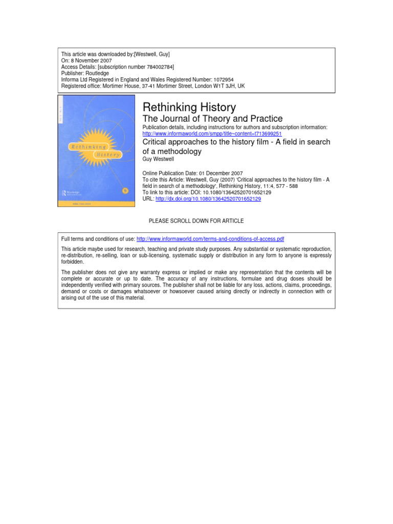 Critical Approaches To The History Film | PDF | Narrative | Historian