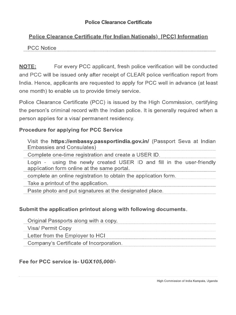 Police Clearance Certificate | PDF