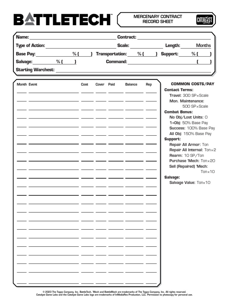 BattleTech Mercenaries Rulebook (1st Print) 35 | PDF | Battle Tech ...