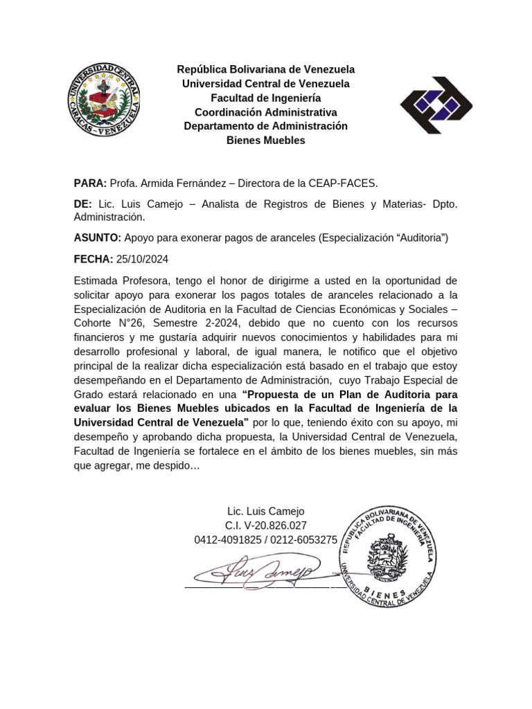 CARTA DE POSTGRADO | PDF