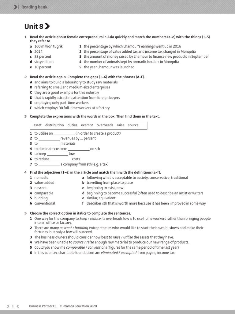 Bus Part C1 ReadingBank U8 | PDF | Taxes | Mongolia