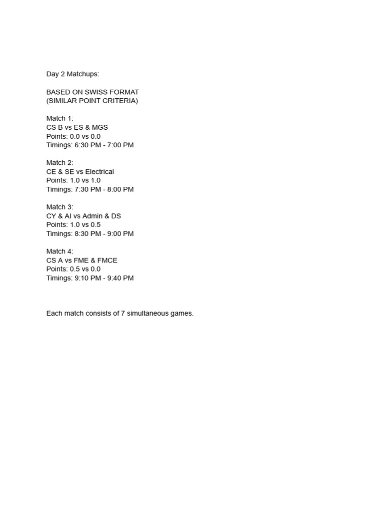 Chess Schedules | PDF
