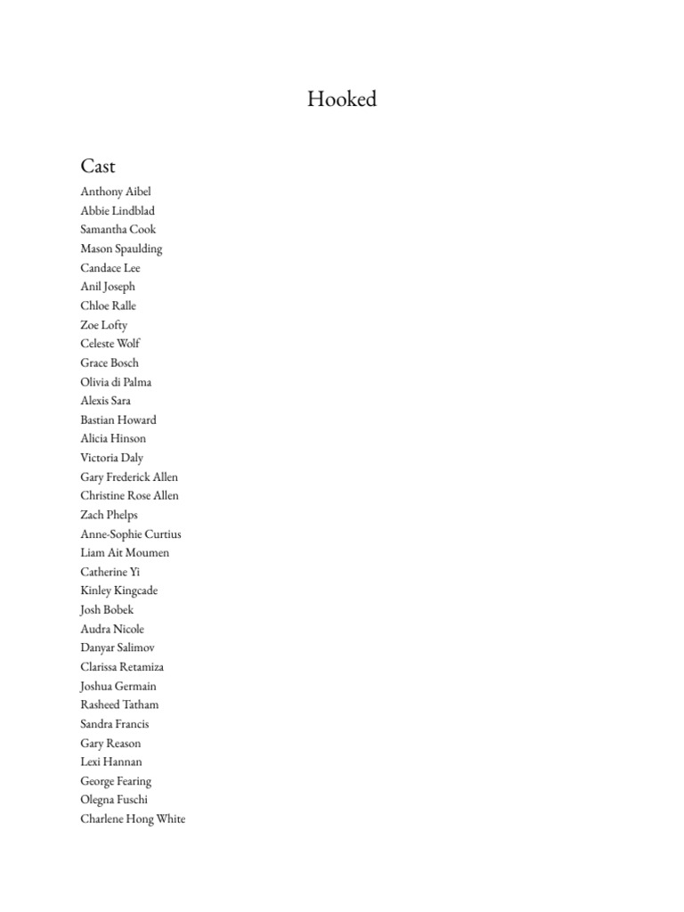 Cast and Crew of "Hooked" Film | PDF