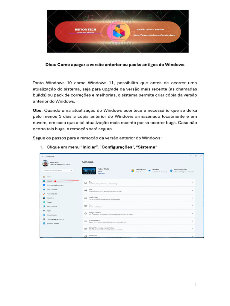 Como excluir versão anterior do Windows | PDF | Microsoft Windows ...