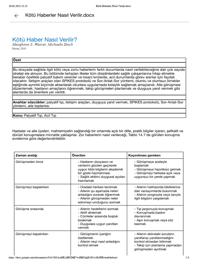 Kötü Haberler Nasıl Verilir | PDF