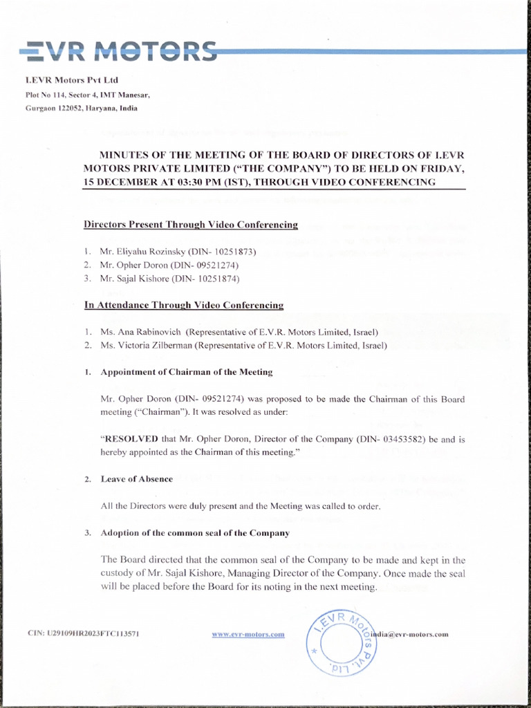 Minutes of BM Dec23 | PDF