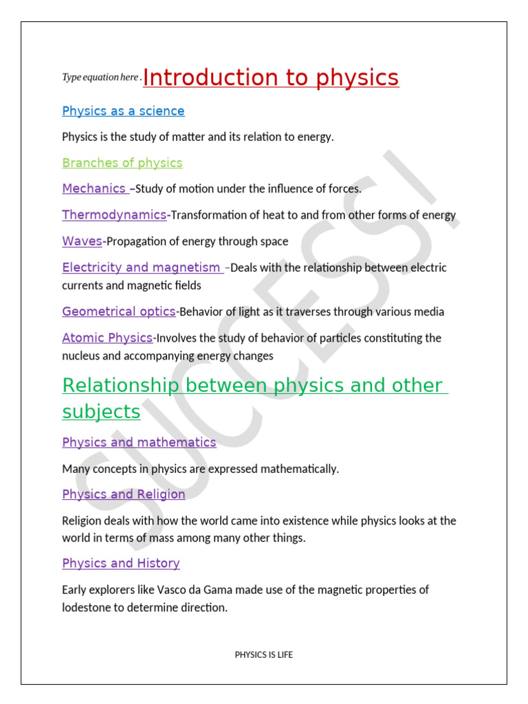 Introduction To Physics | PDF | Force | Pressure