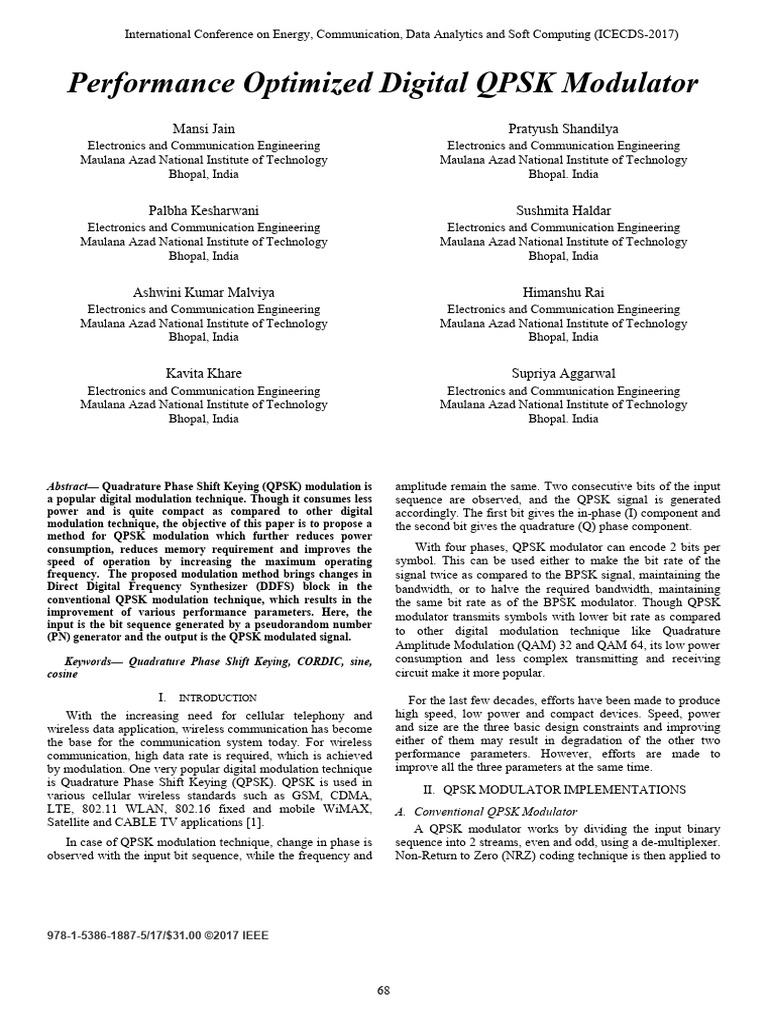 QPSK Paper | PDF | Modulation | Phase (Waves)