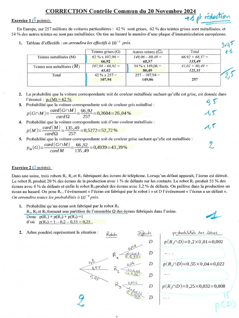 Correction Controle Commun 20 Nov 2024 | PDF