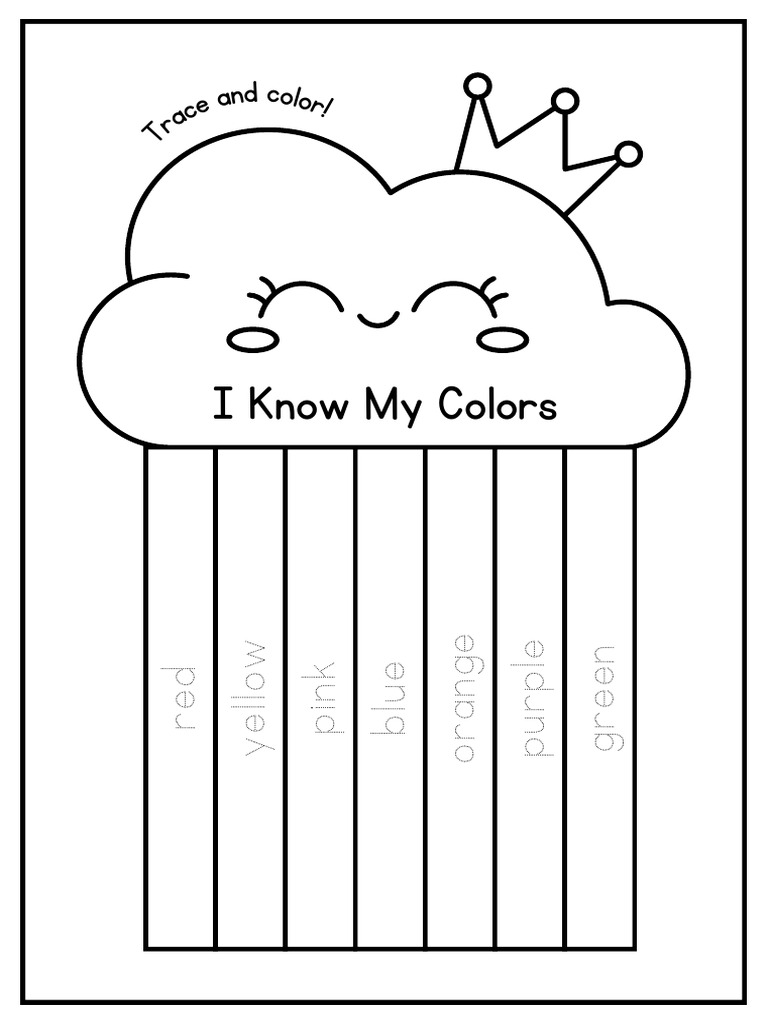 I Know My Colors Visual Arts Worksheet Grayscale Lined Illustrative ...