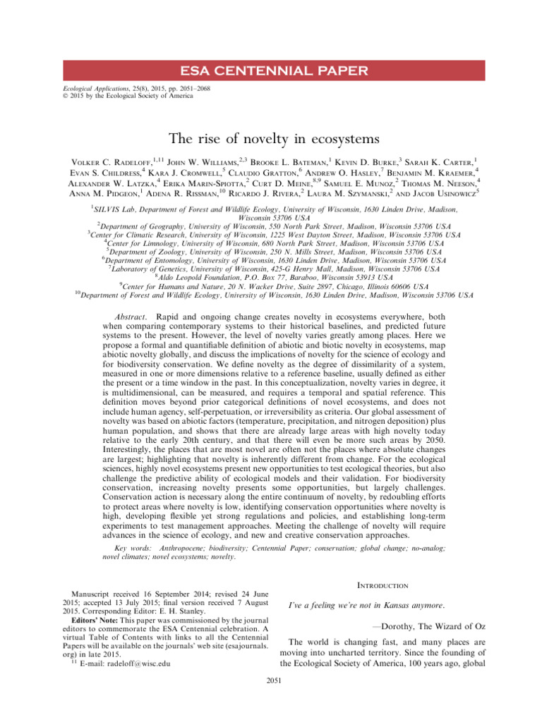 2015, Radeloff et al. | PDF | Ecosystem | Ecology