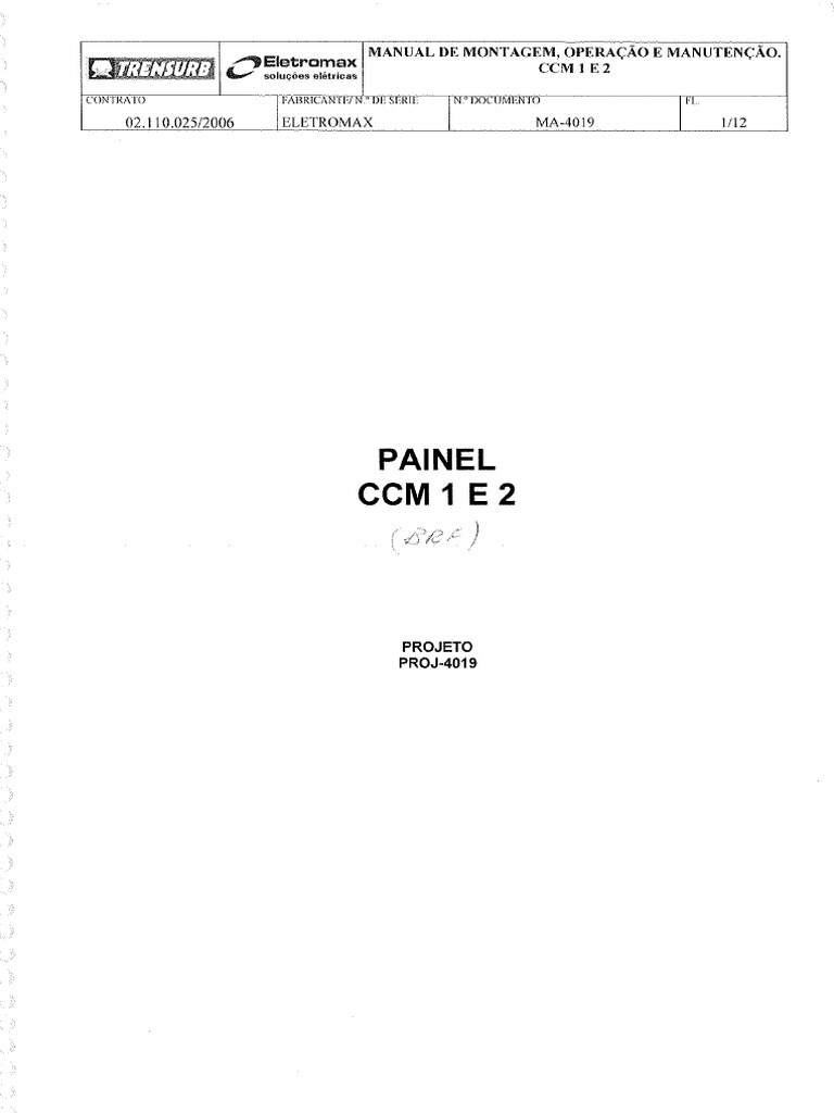 Painel CCM 1 e 2 Eletromax 2006 | PDF