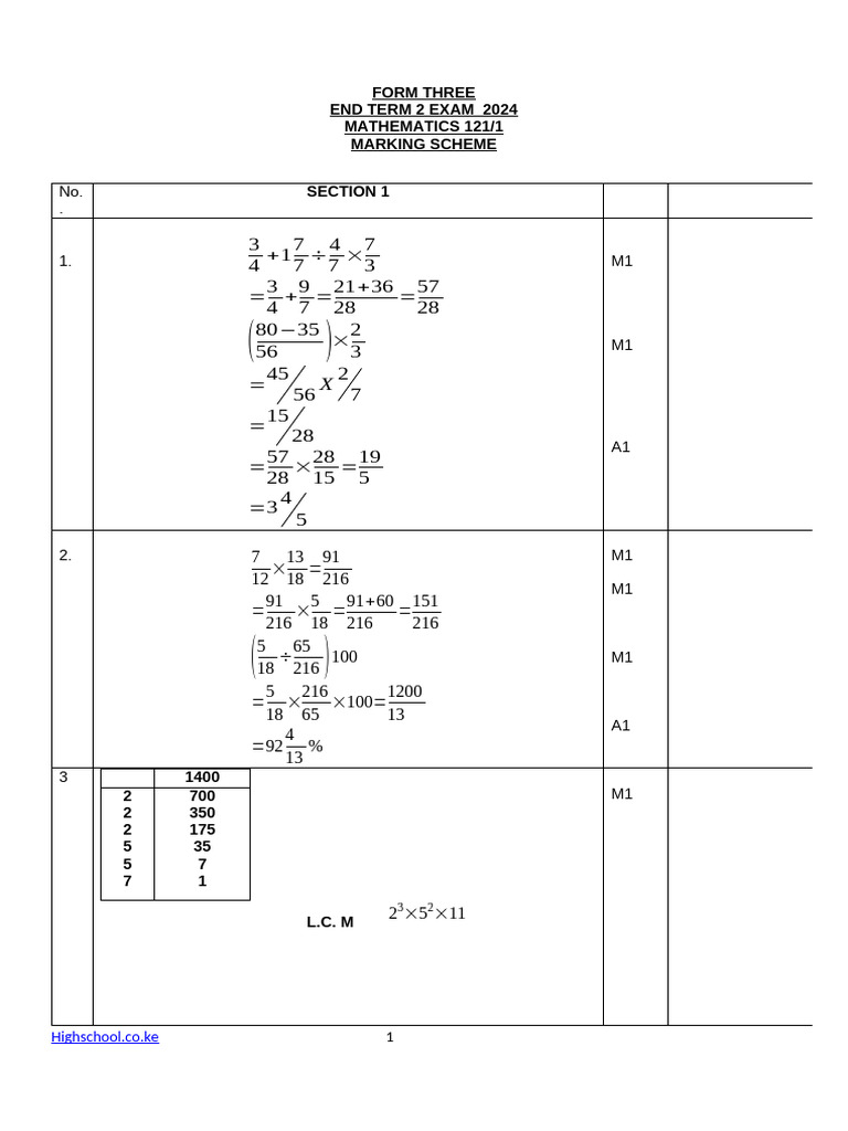 Maths F3 PP1 MKS 2024 Endterm 2 Exam | PDF | Volume | Euclidean Plane Geometry
