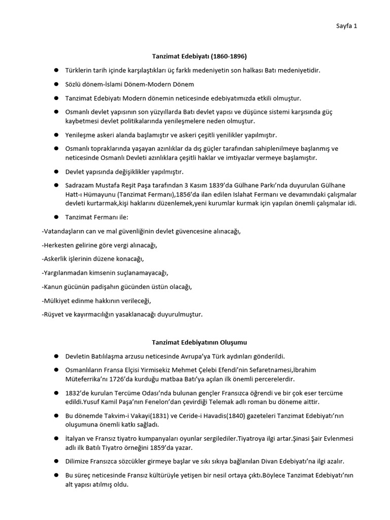 Tanzimat Edebiyatı-1 | PDF