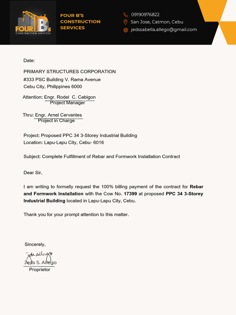 Modern Minimalist Orange Company Letter | PDF | Affidavit | Business Law