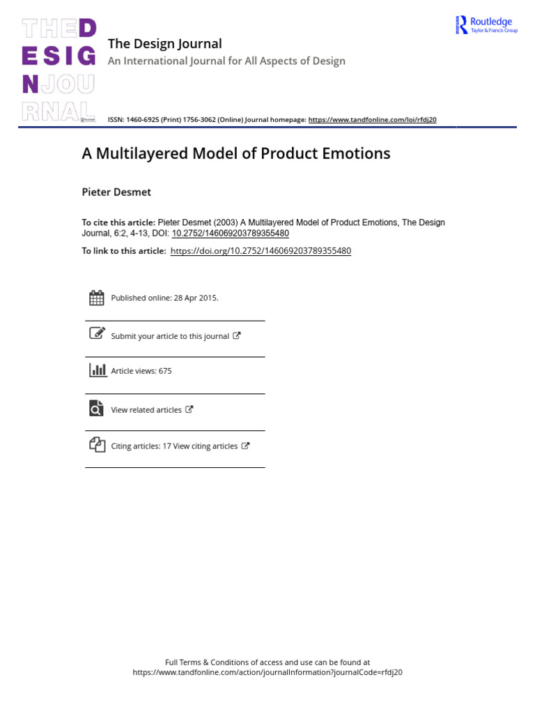 A Multilayered Model of Product Emotions | PDF | Emotions ...