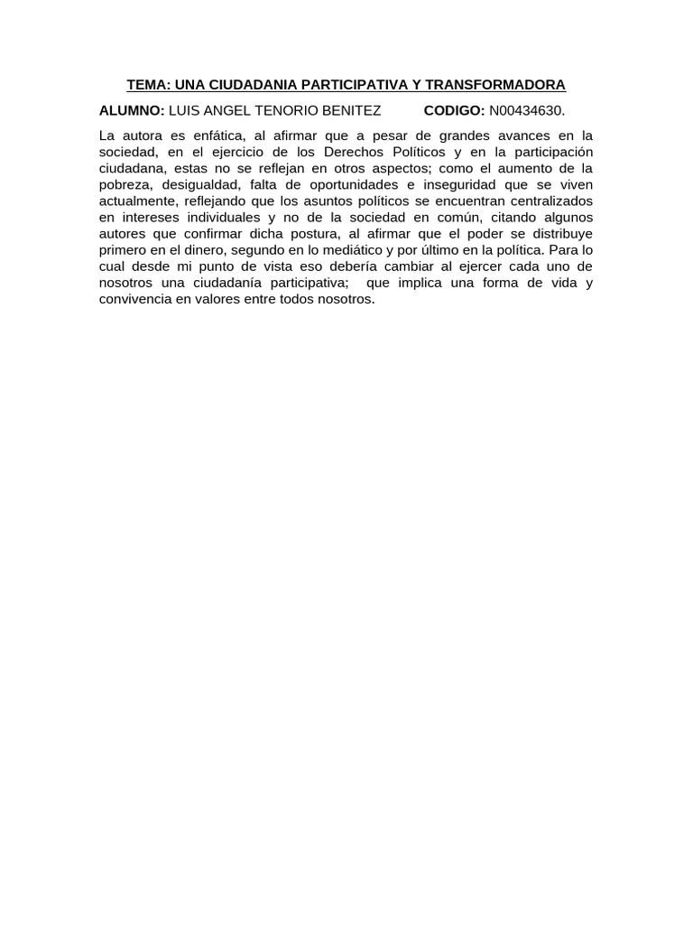 Una Ciudadania Participativa y Transformadora | PDF