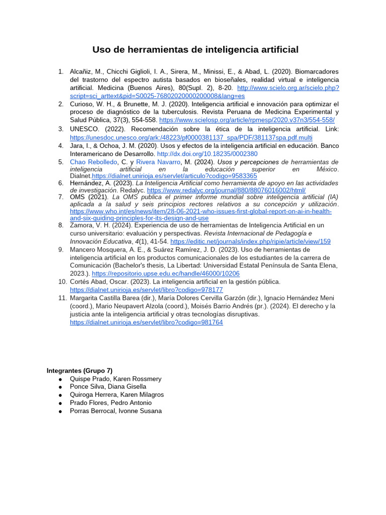 Practica de Campo 3_Uso de herramientas de inteligencia artificial_Grupo7 | PDF | Inteligencia ...