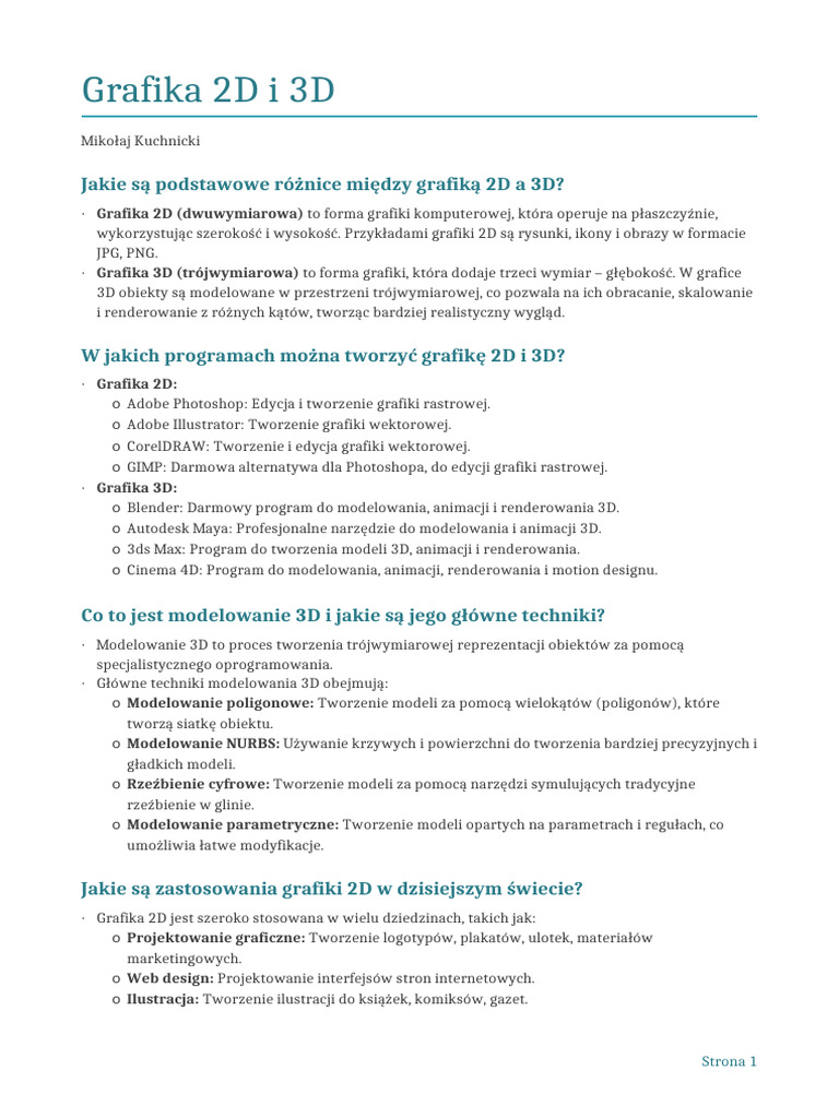 Grafika 2D I 3D | PDF