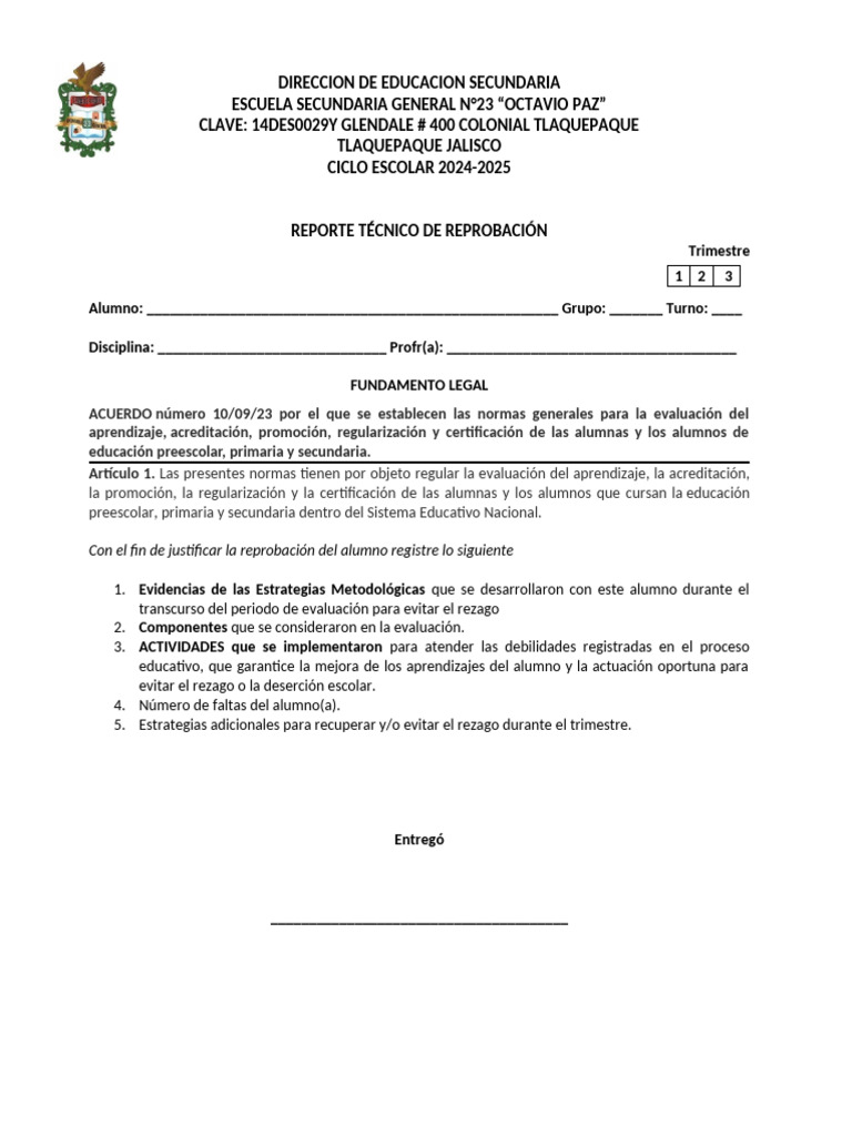 Reporte de Reprobación Escolar 2024-2025 | PDF