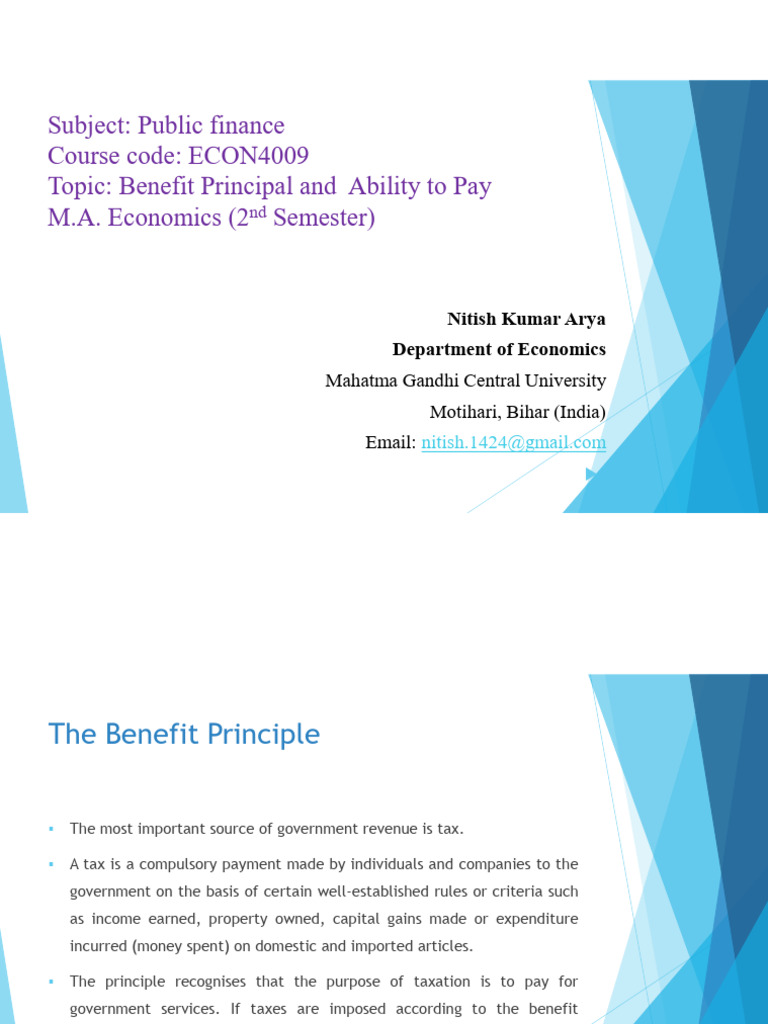 Benefit Principle vs. Ability to Pay Taxation | PDF | Taxes ...