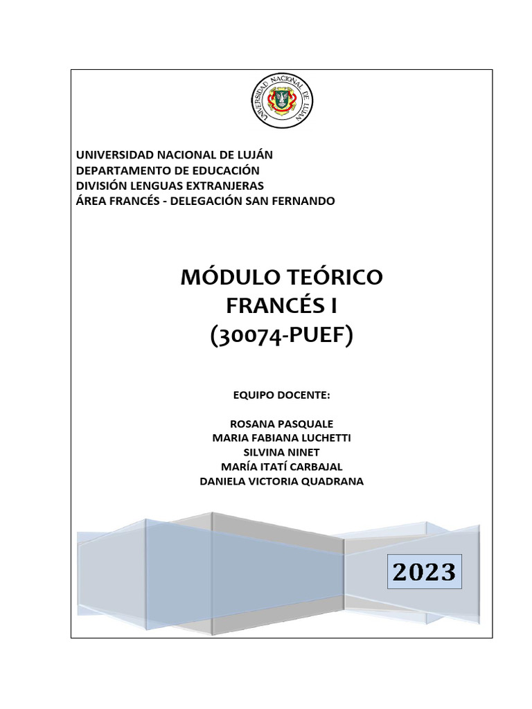 Francés I: Módulo Teórico UNLu | PDF | Aprendizaje | Evaluación