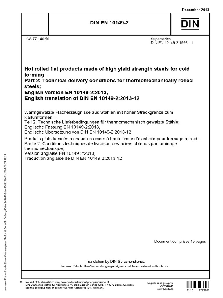 NOR_DIN_EN_10149-2_English_2247768_000_00 | PDF | Metals