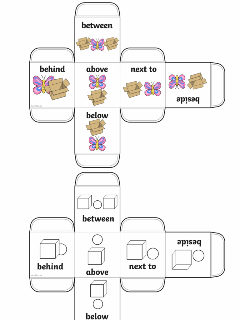 Prepositions Dice Net | PDF