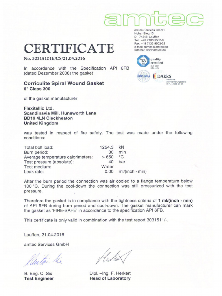 SWG Corriculite API 6FB Cert | PDF