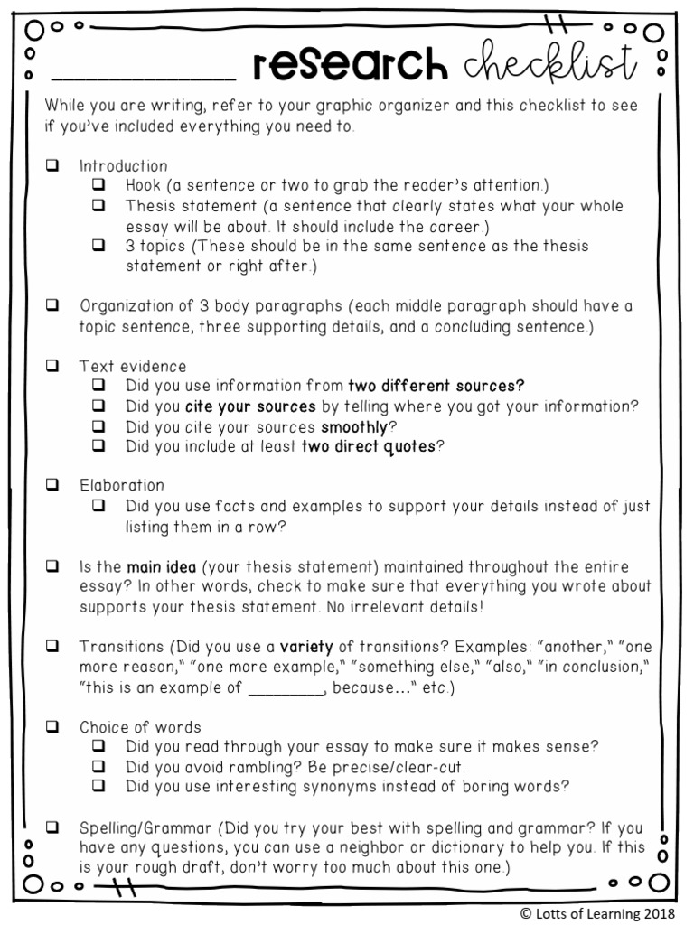 Research Paper Checklist | PDF