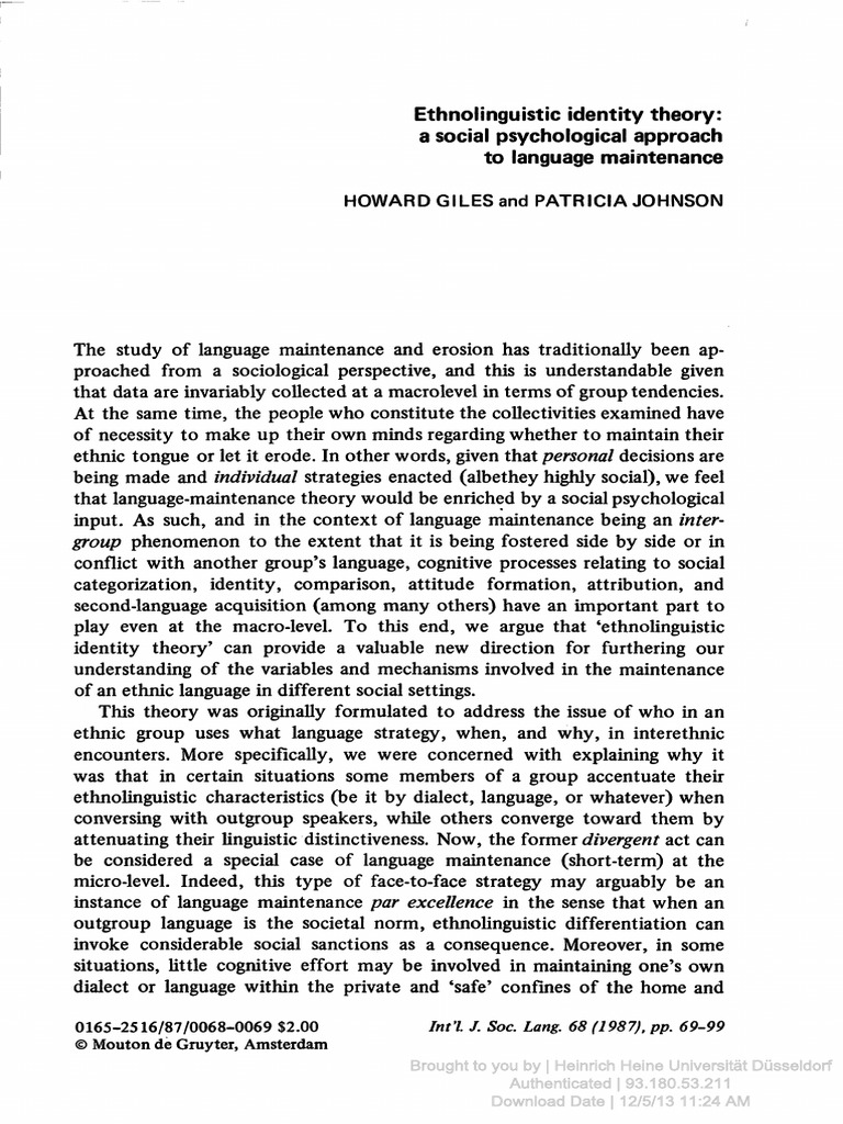Giles 1987 | PDF | Identity (Social Science) | Psychological Concepts