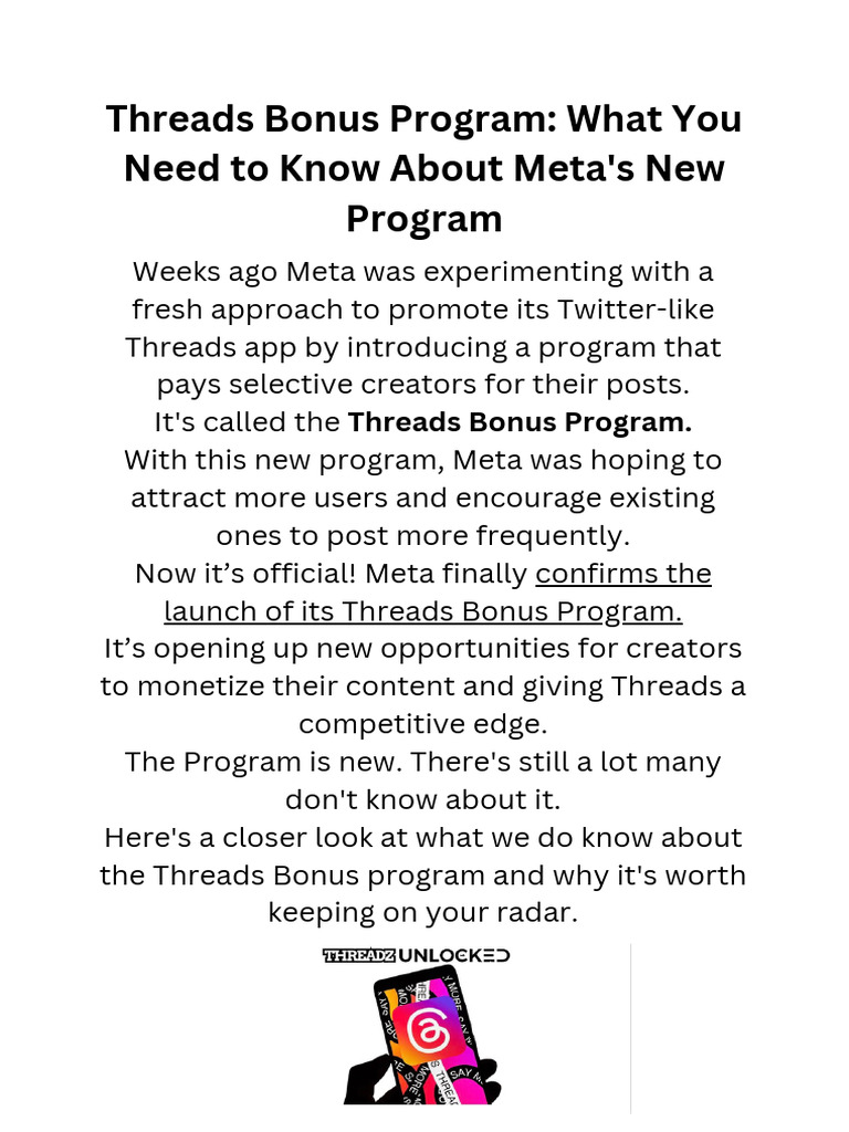 Threads Bonus Program What You Need to Know About Metas New Program ...