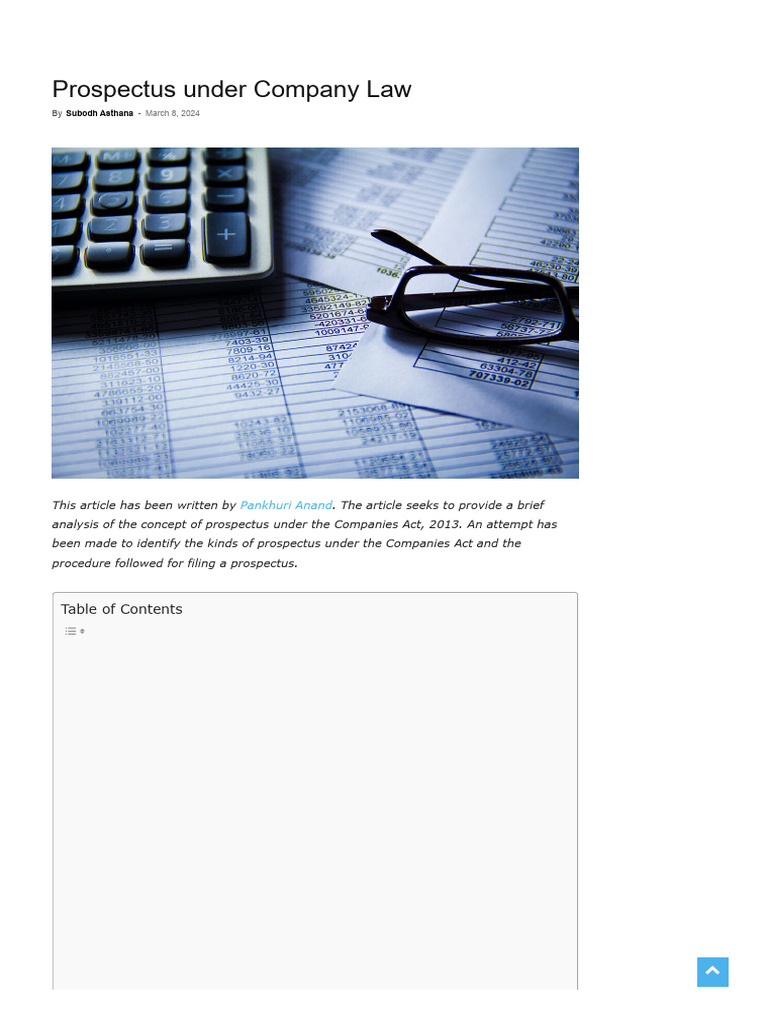 Understanding Prospectus in Company Law | PDF | Securities (Finance ...