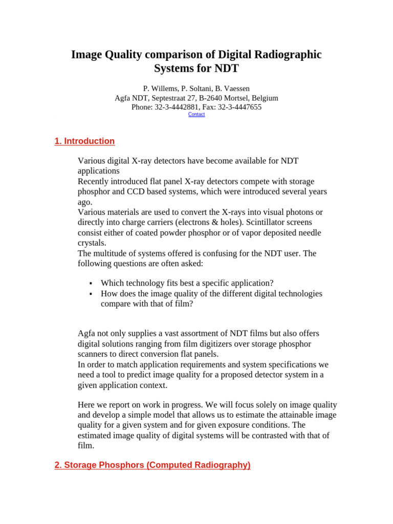 Image Quality Comparison of Digital Radiographic Systems for NDT | PDF ...