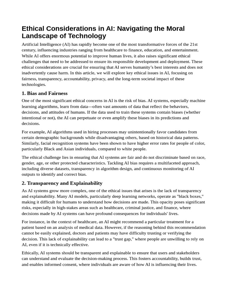 Ethical Considerations in AI: Navigating the Moral Landscape of ...