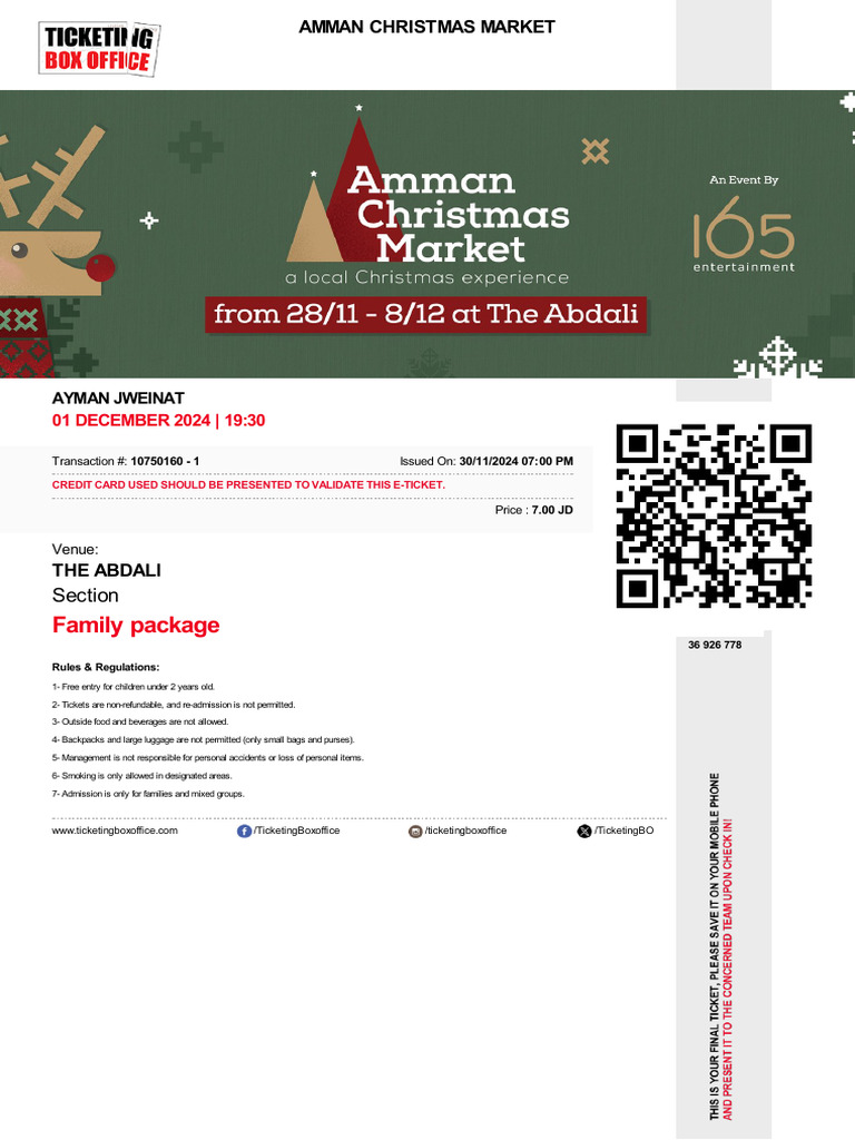 Amman Christmas Market Ticket Info | PDF
