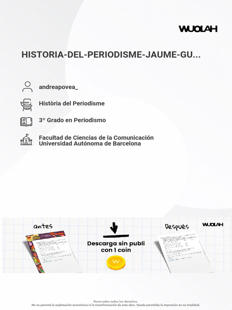 Wuolah Free HISTORIA DEL PERIODISME JAUME GUILLAMET 2 | PDF