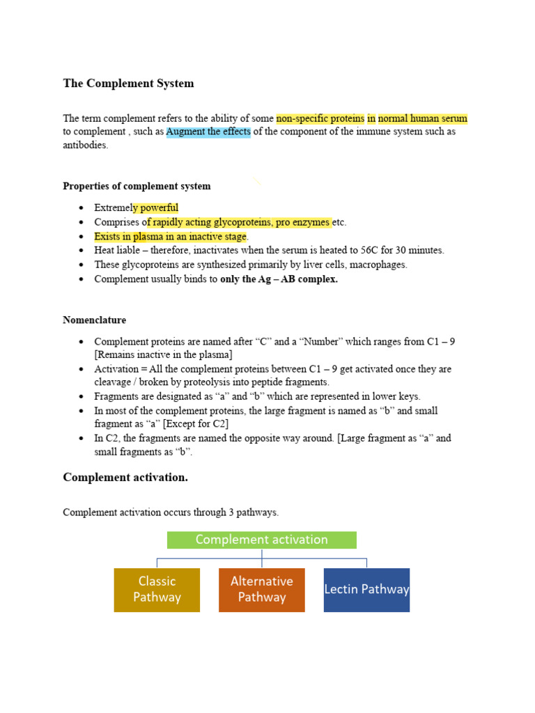 The Complement System - Edited | PDF | Complement System | Immunology