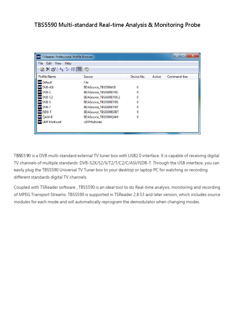 tbs5590 Multi Standard Real Time Analysis and Monitoring Probe Data ...