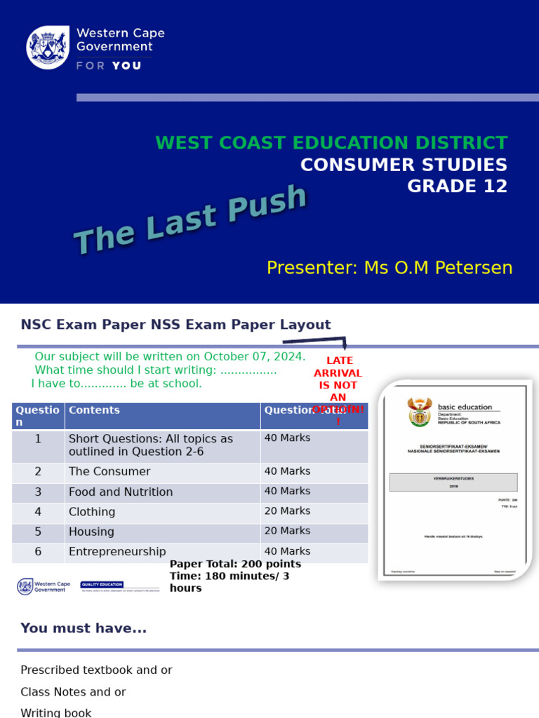 Last Push 2024 Consumer Studies Eng Final | PDF | Fashion | Foods