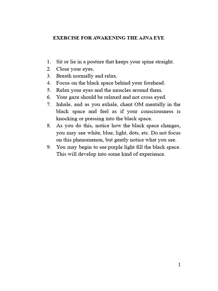 Exercise for Awakening the Ajna Eye | PDF
