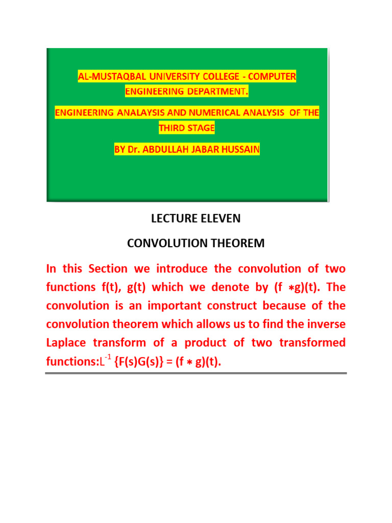 Convolution Theorem for Engineers | PDF