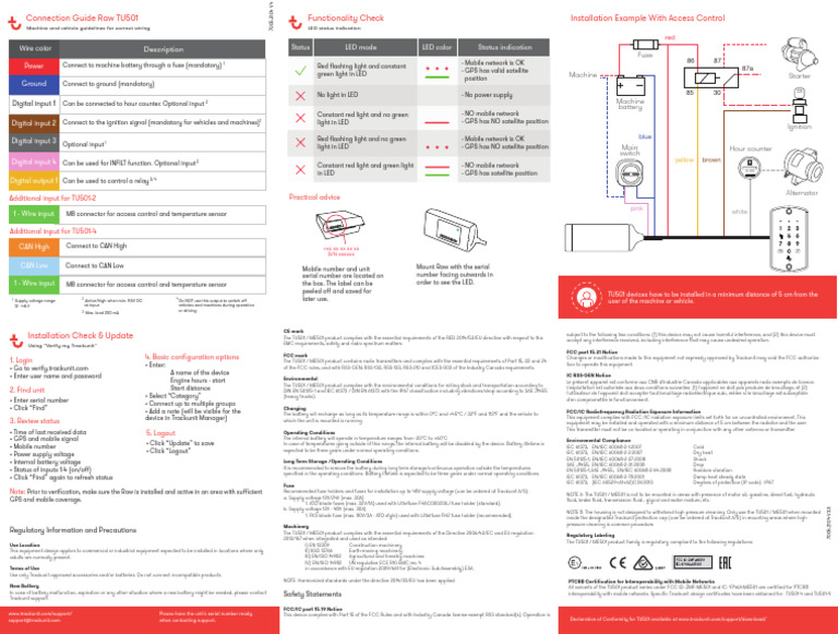 Trackunit TU501 Installation Guide | PDF | Fuse (Electrical) | Power Supply