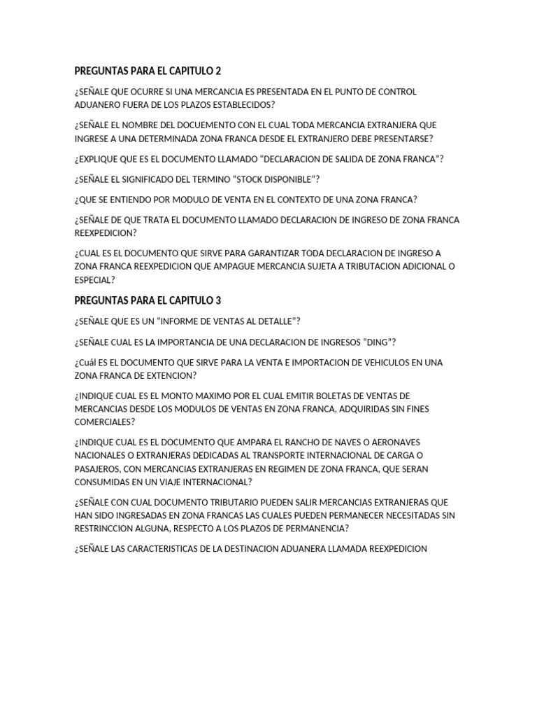 Preguntas para El Capitulo 2 | PDF