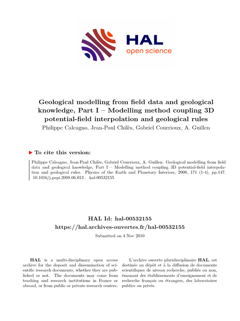 Geological Modelling From Field Data and | PDF | Geology | Covariance