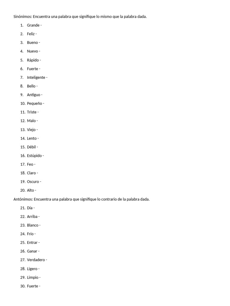 Sinónimos, Antonimos, Homonimo y Homofonos | PDF