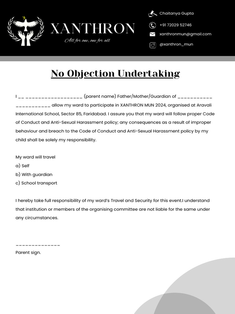 Parental Consent for XANTHRON MUN | PDF